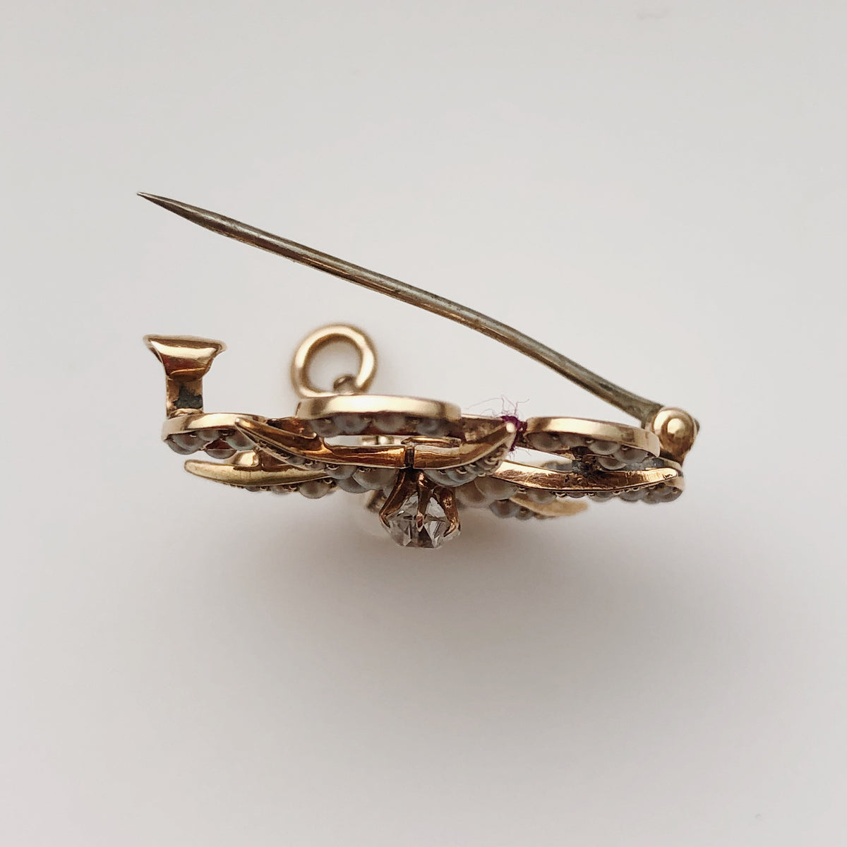 Victorian/Edwardian Antique 10CT Floral Star Burst Pin With Diamond an ...